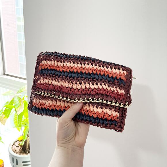 H&M | Bags | Hm Red Striped Straw Style Clutch | Poshmark